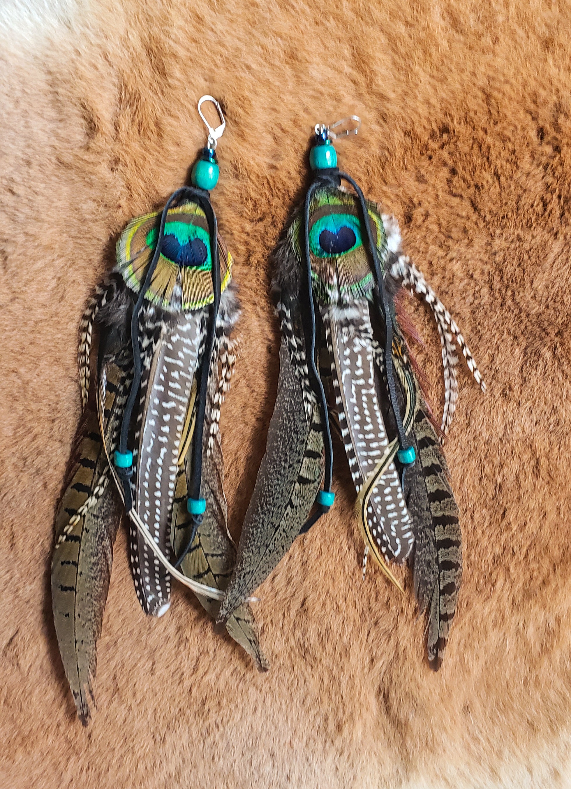 Boho feather earrings store
